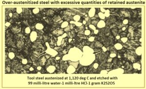 Over austenitized steel with excessive quantities of retained austenite ...